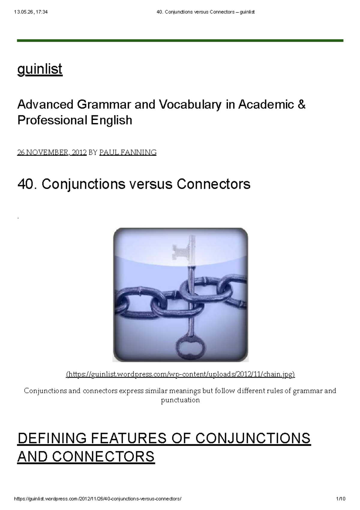 40. Conjunctions vs. Connectors: A Comparative Study in Grammar - Studocu