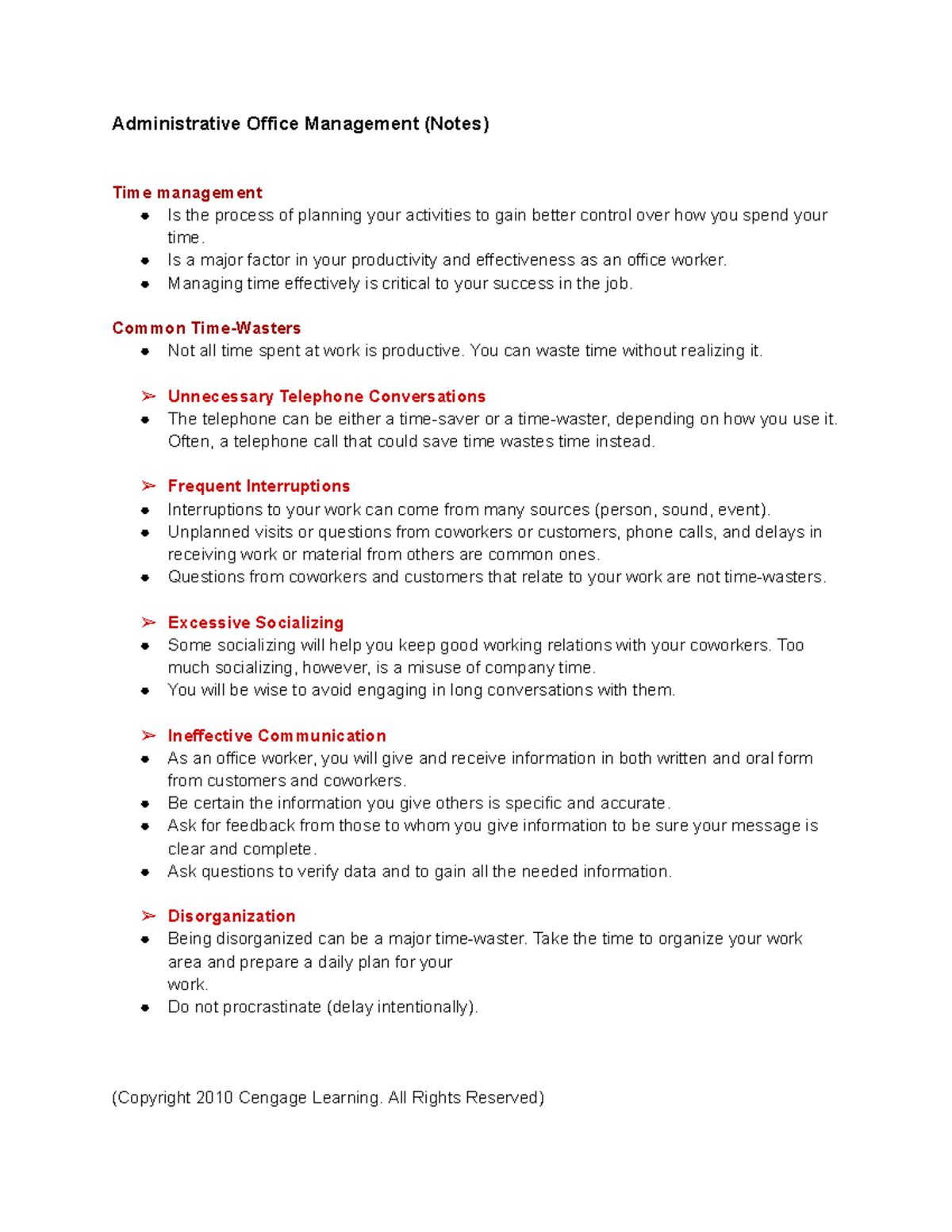 Administrative Office Management (AOM) - Time Management Notes - Studocu