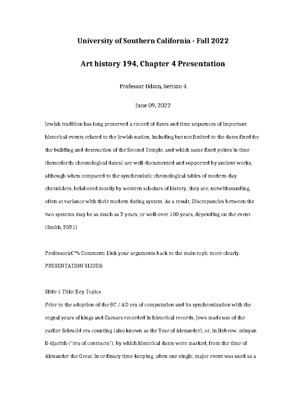 ART History 194 Chapter 4 Presentation - University of Southern ...
