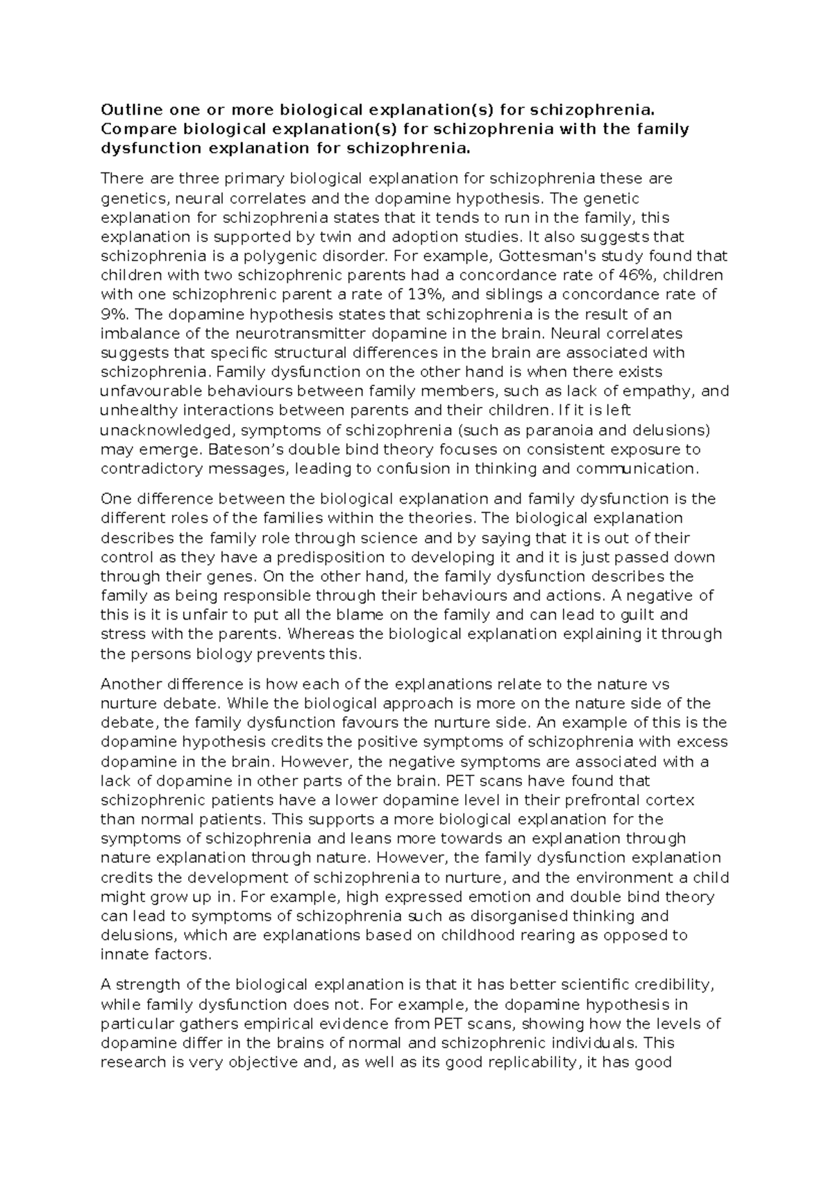 Biological vs Family Dysfunction Explanations for Schizophrenia: A ...