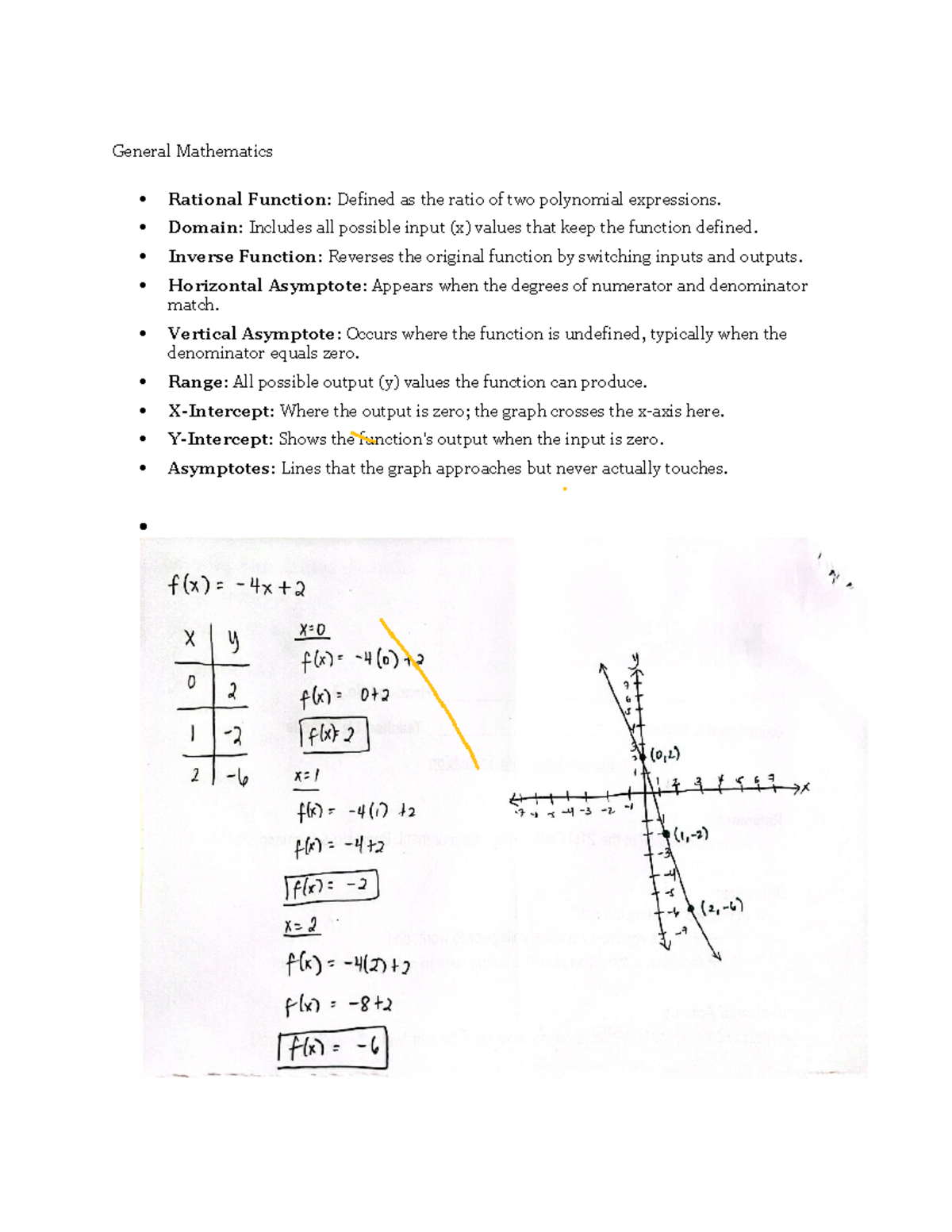 Gen Math reviewer - General Mathematics Rational Function: Defined as ...