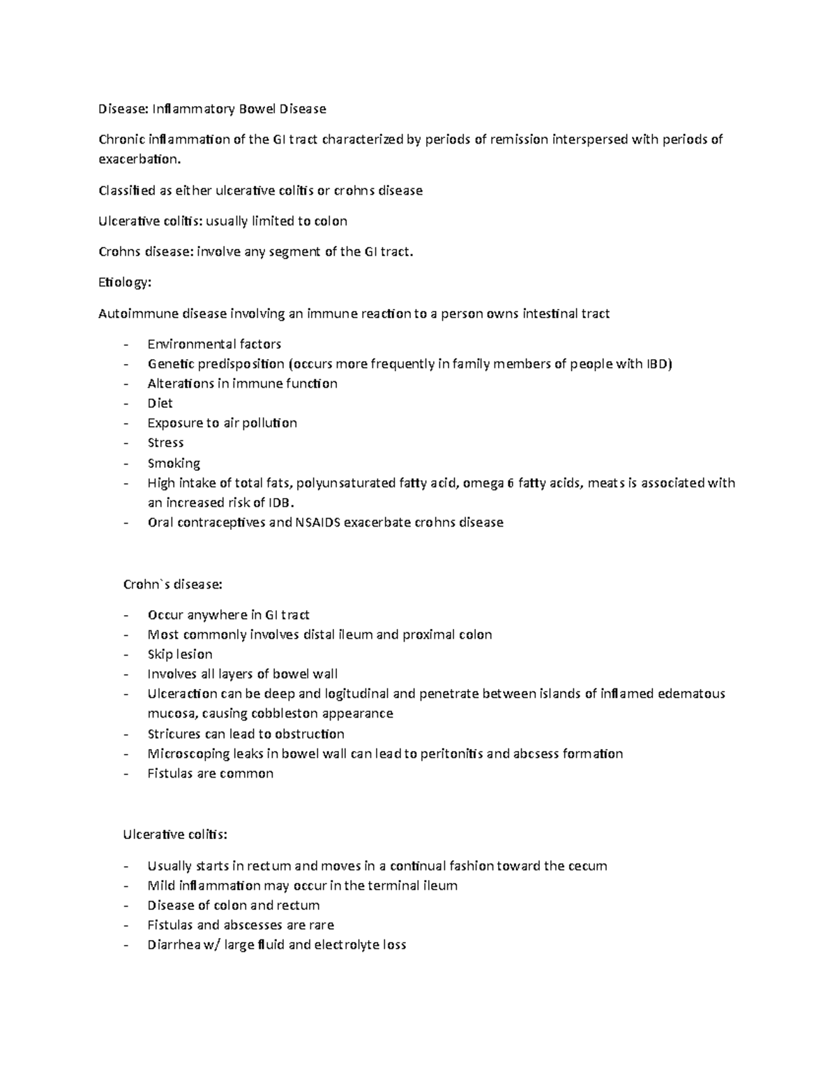 IBD Concept Map: Inflammatory Bowel Disease Overview - Med-Surg Nursing ...