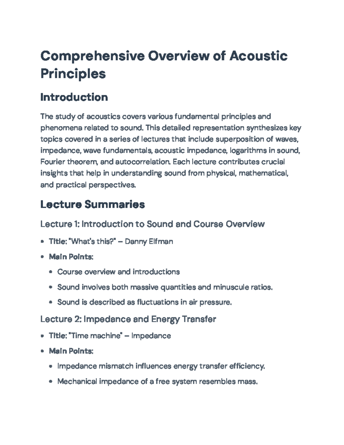 Comprehensive Overview of Acoustic Principles - Comprehensive Overview ...