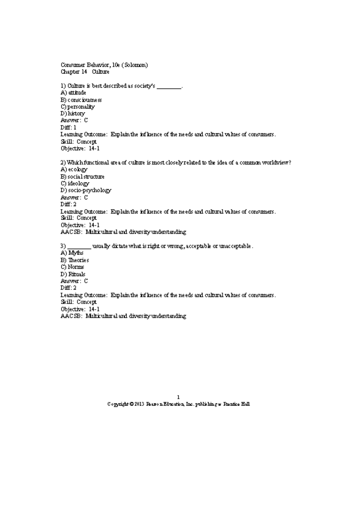 Consumer Behavior, 10e (Solomon) Chapter 14: Understanding Culture ...