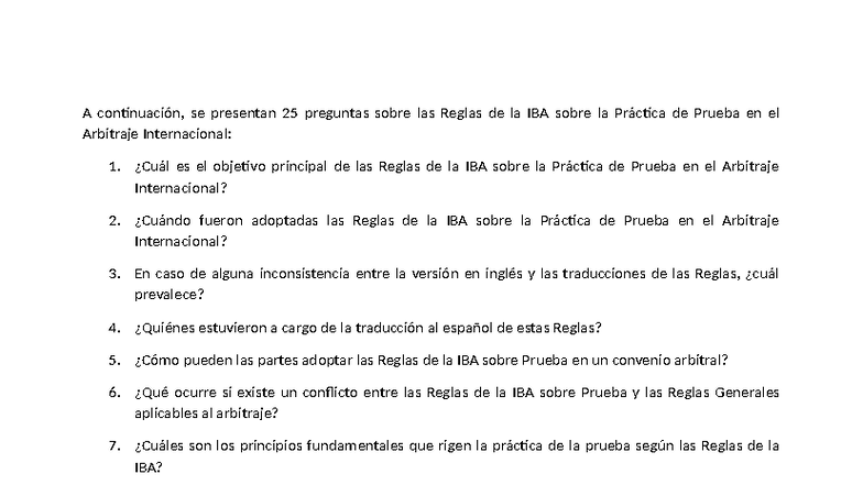 Cuestionario sobre las Reglas de la IBA en Arbitraje Internacional - 2 ...