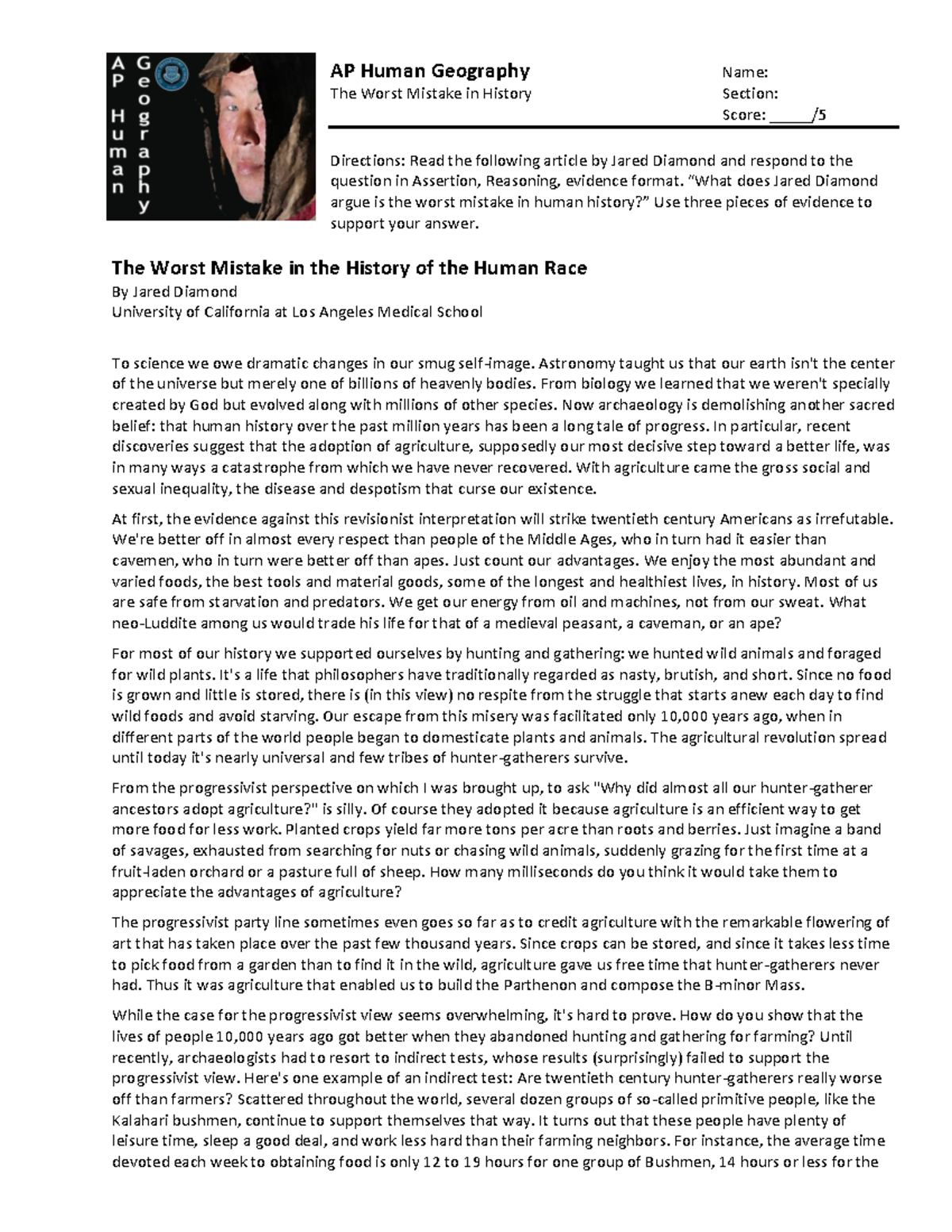 AP Human Geography Essay: The Worst Mistake in History Explained - Studocu