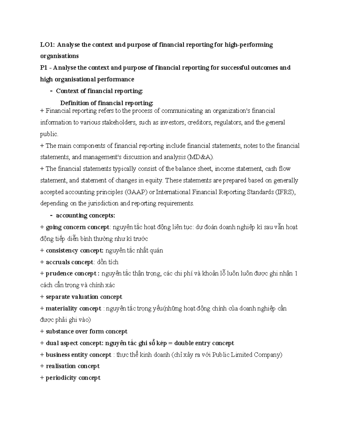 LO1 - Financial Reporting Context & Purpose for High-Performance ...