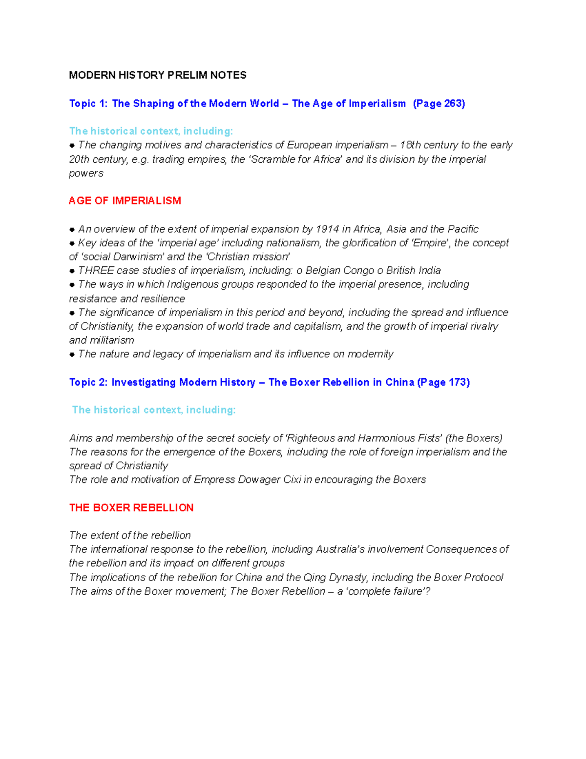 HIST 101 PRELIM 1: The Age of Imperialism & Boxer Rebellion Notes - Studocu