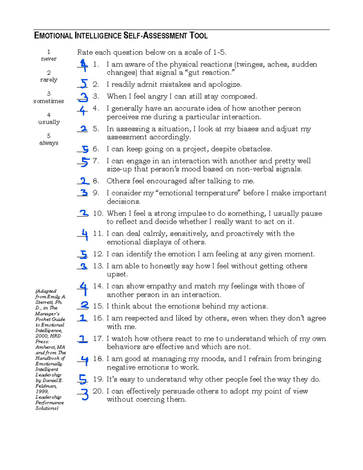 Emotional Intelligence Self-Assessment Tool: Scores & Insights - Studocu