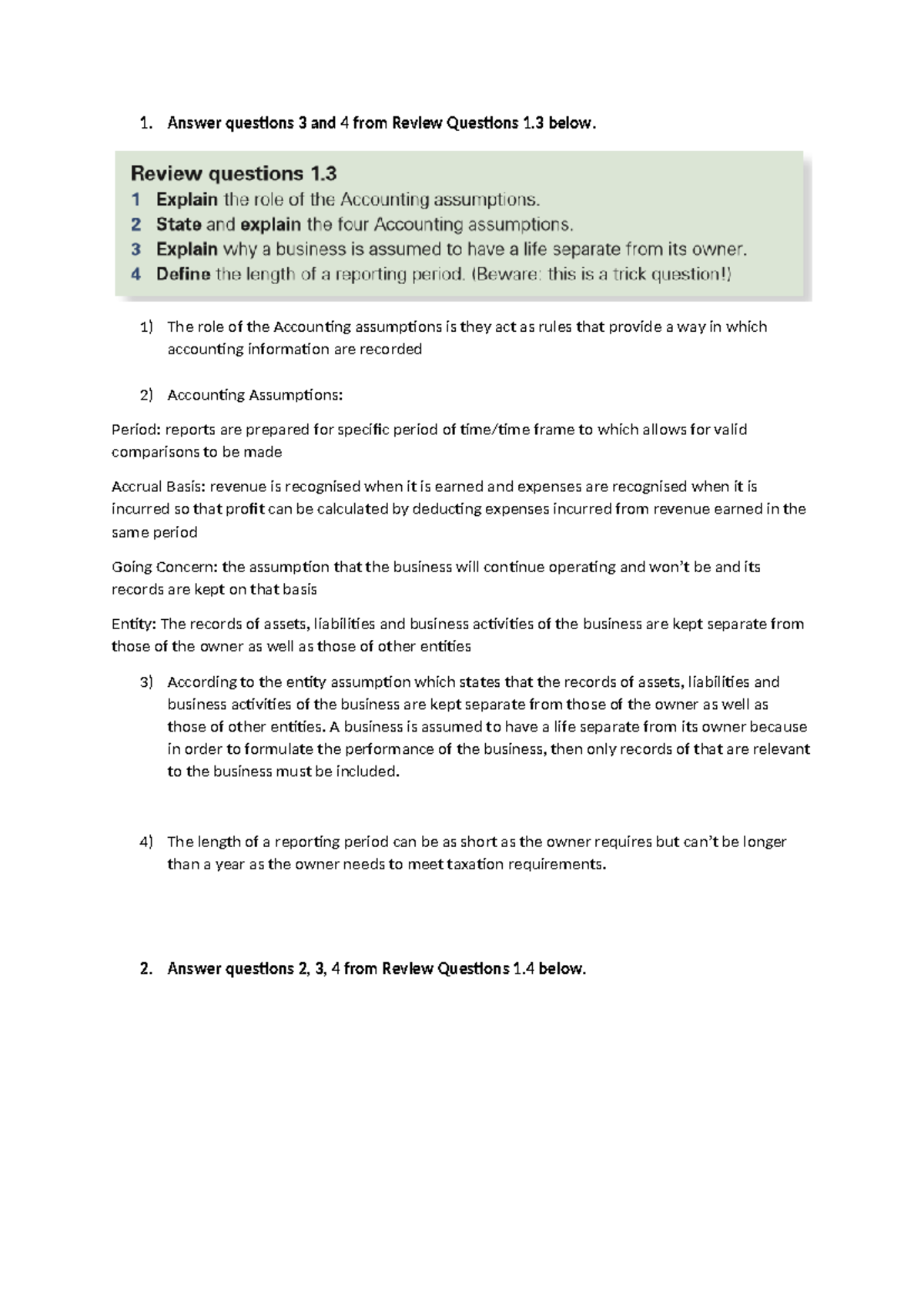 Accounting Assumptions & Qualitative Characteristics - Topic 1 - Studocu
