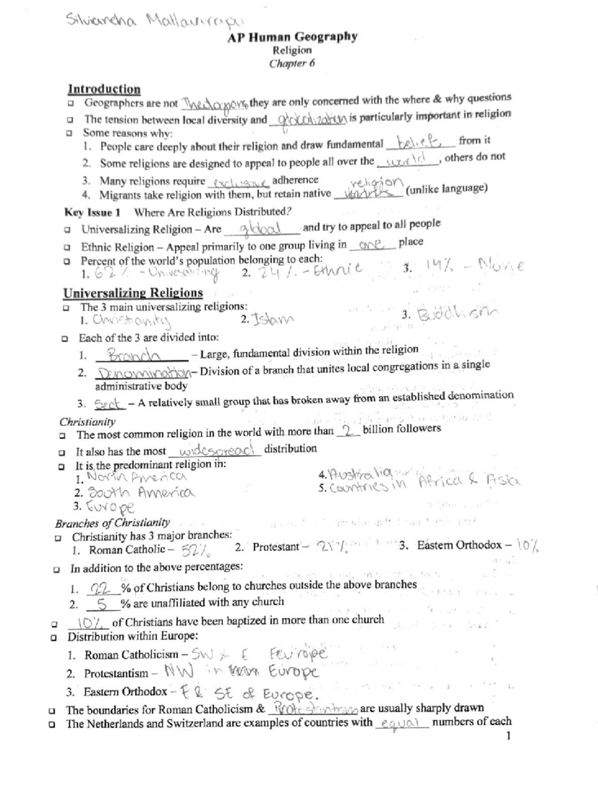 AP Human Geography Chapter 6 Religion Test Prep Guide - Studocu