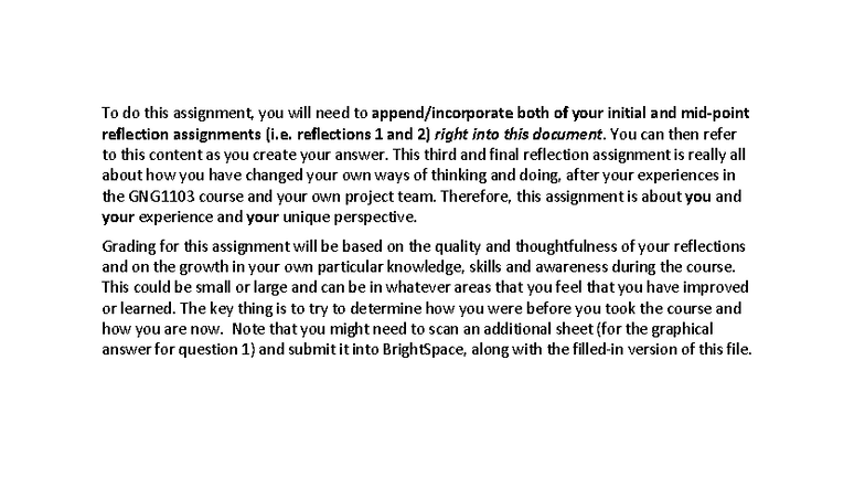 Reflection 3: Personal Growth in Engineering Design - GNG1103 - Studocu