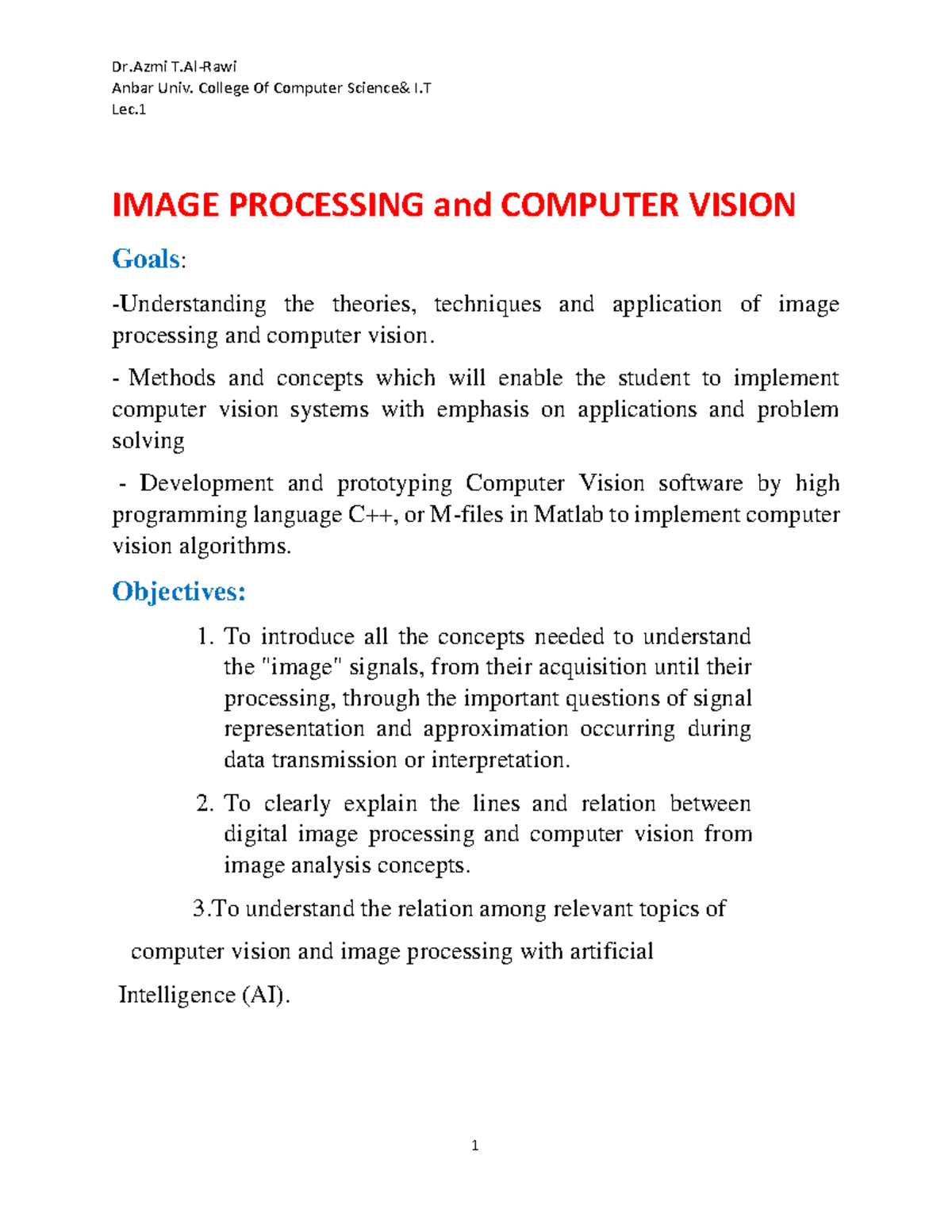 CV & IP Lecture Notes: Understanding Image Processing & Vision - Studocu