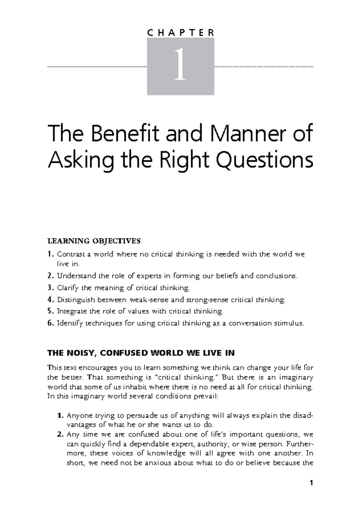 Critical Thinking: The Art of Asking the Right Questions (Chapter 1 ...