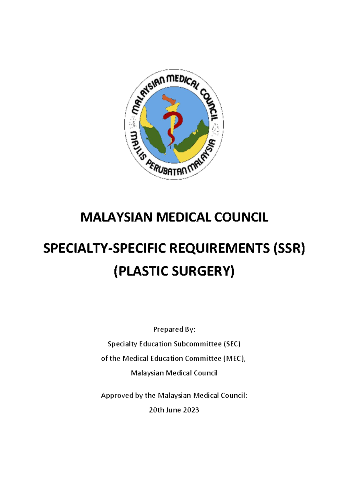 SSR Plastic Surgery 1 - MALAYSIAN MEDICAL COUNCIL SPECIALTY-SPECIFIC ...