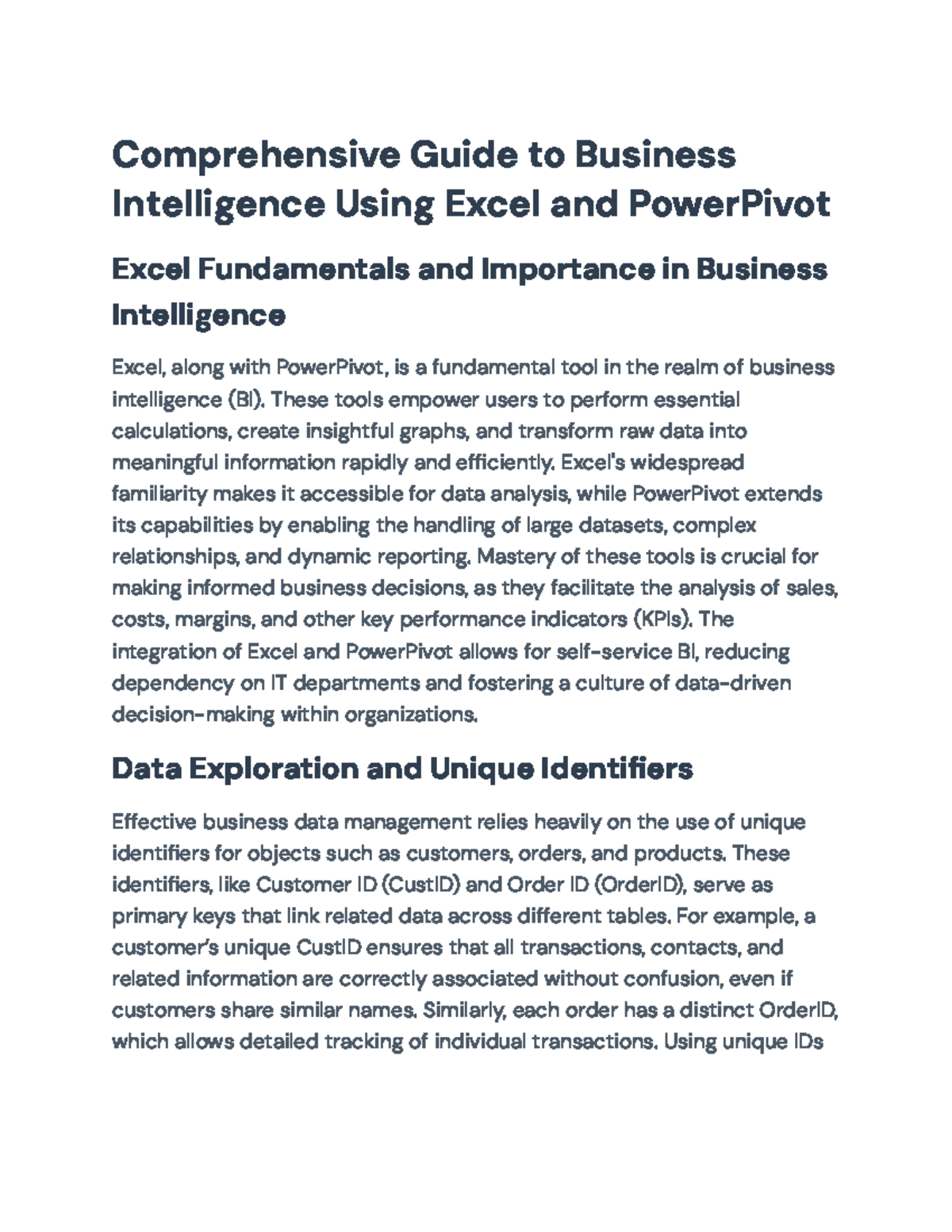 Comprehensive Guide to BI with Excel & PowerPivot: Key Concepts ...