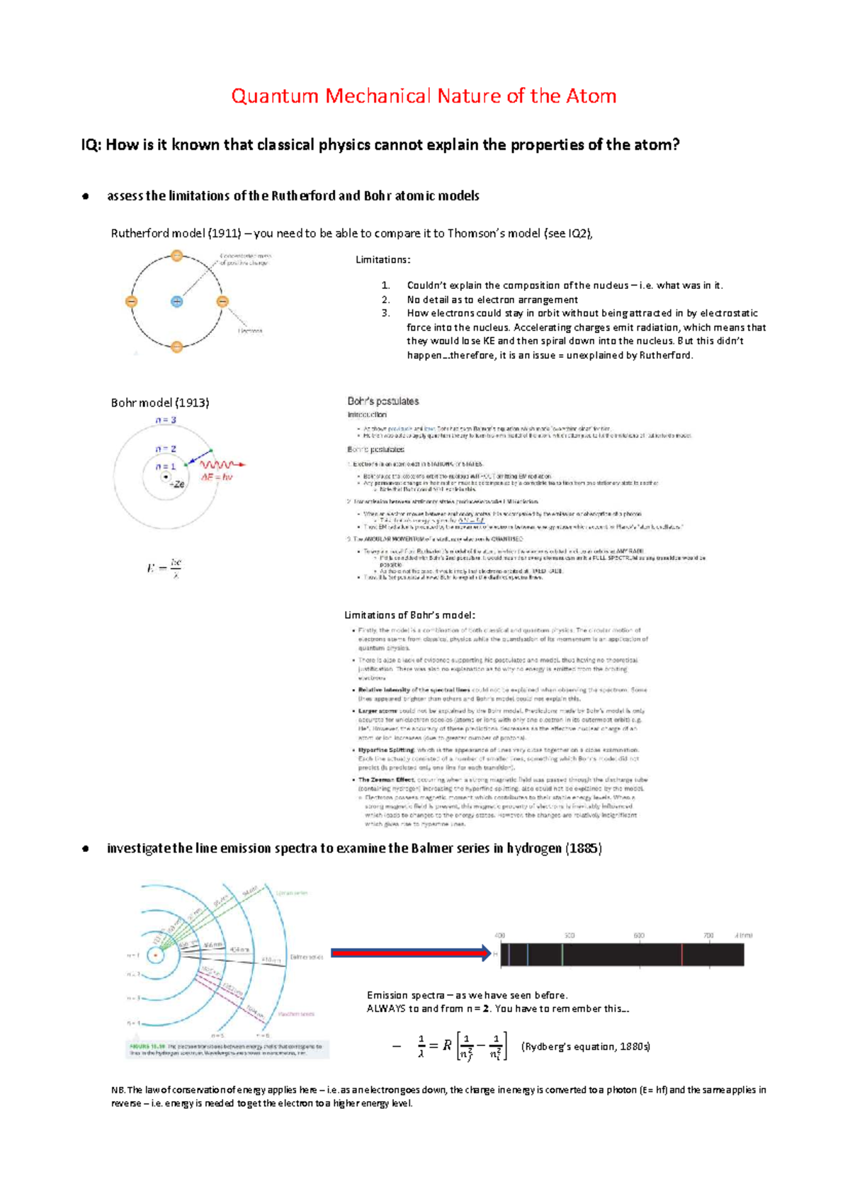 Quantum Mechanics & Atomic Models: Limitations of Rutherford & Bohr (Module 8) - Studocu