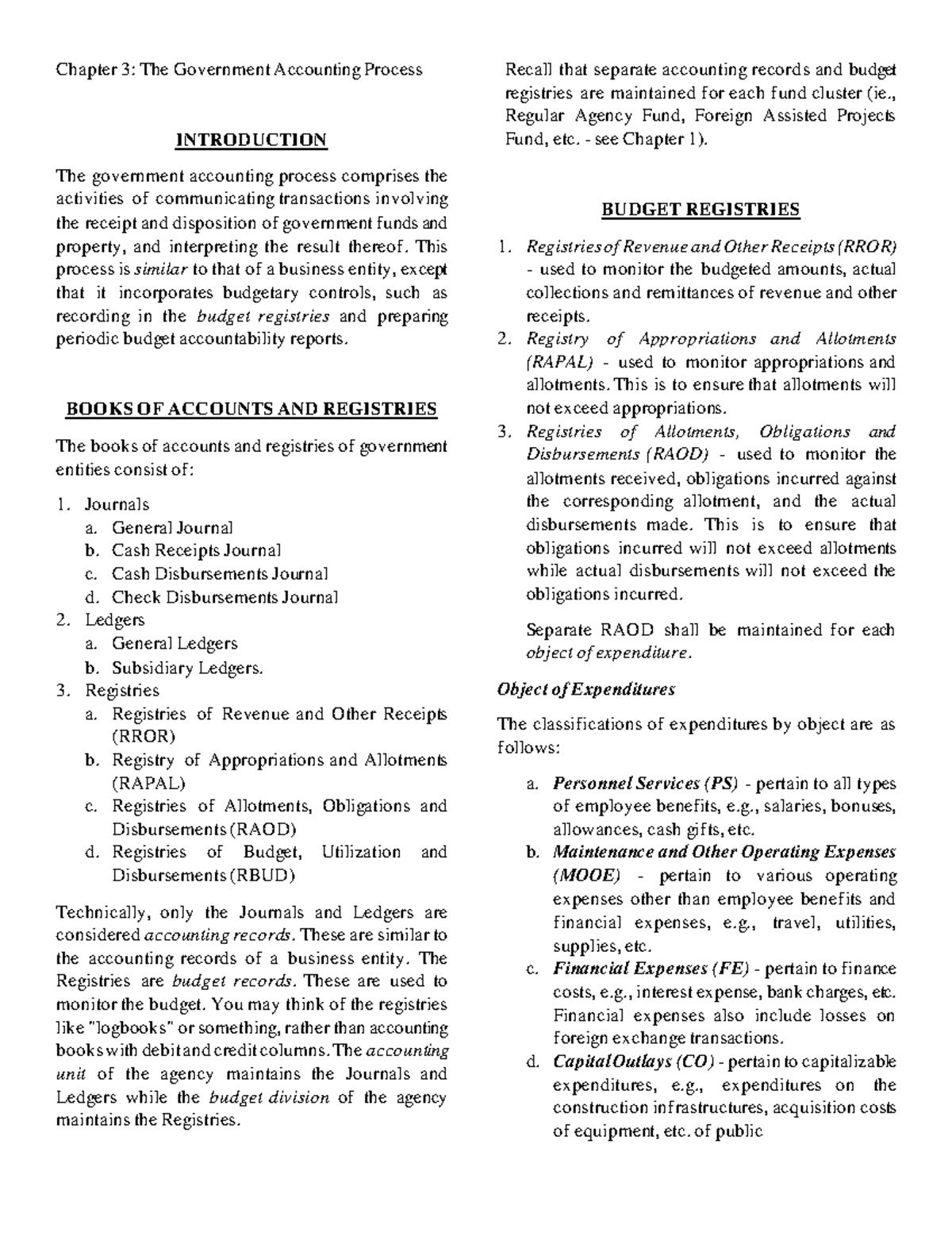 Chapter 3: Overview of the Government Accounting Process - Studocu