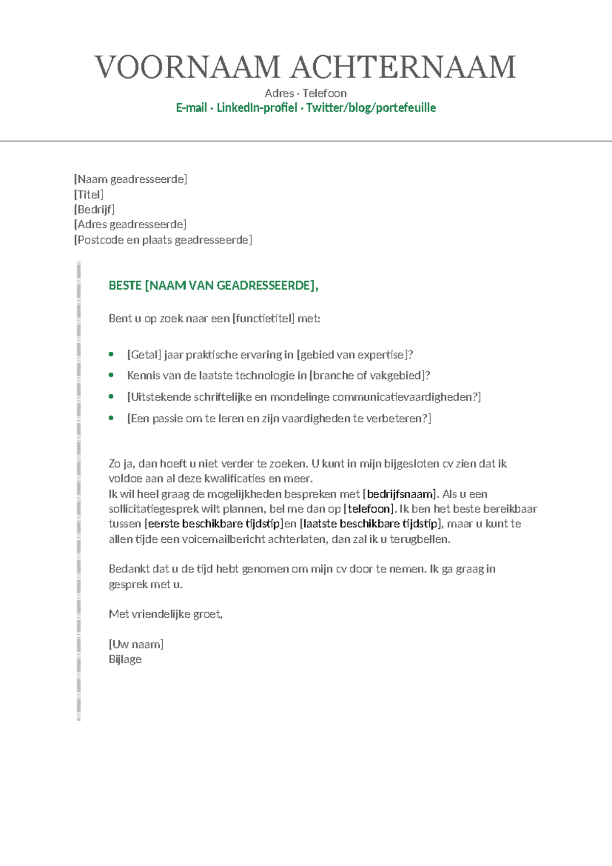 Sollicitatiebrief - Voornaam Achternaam - Geschiedenis - Studeersnel
