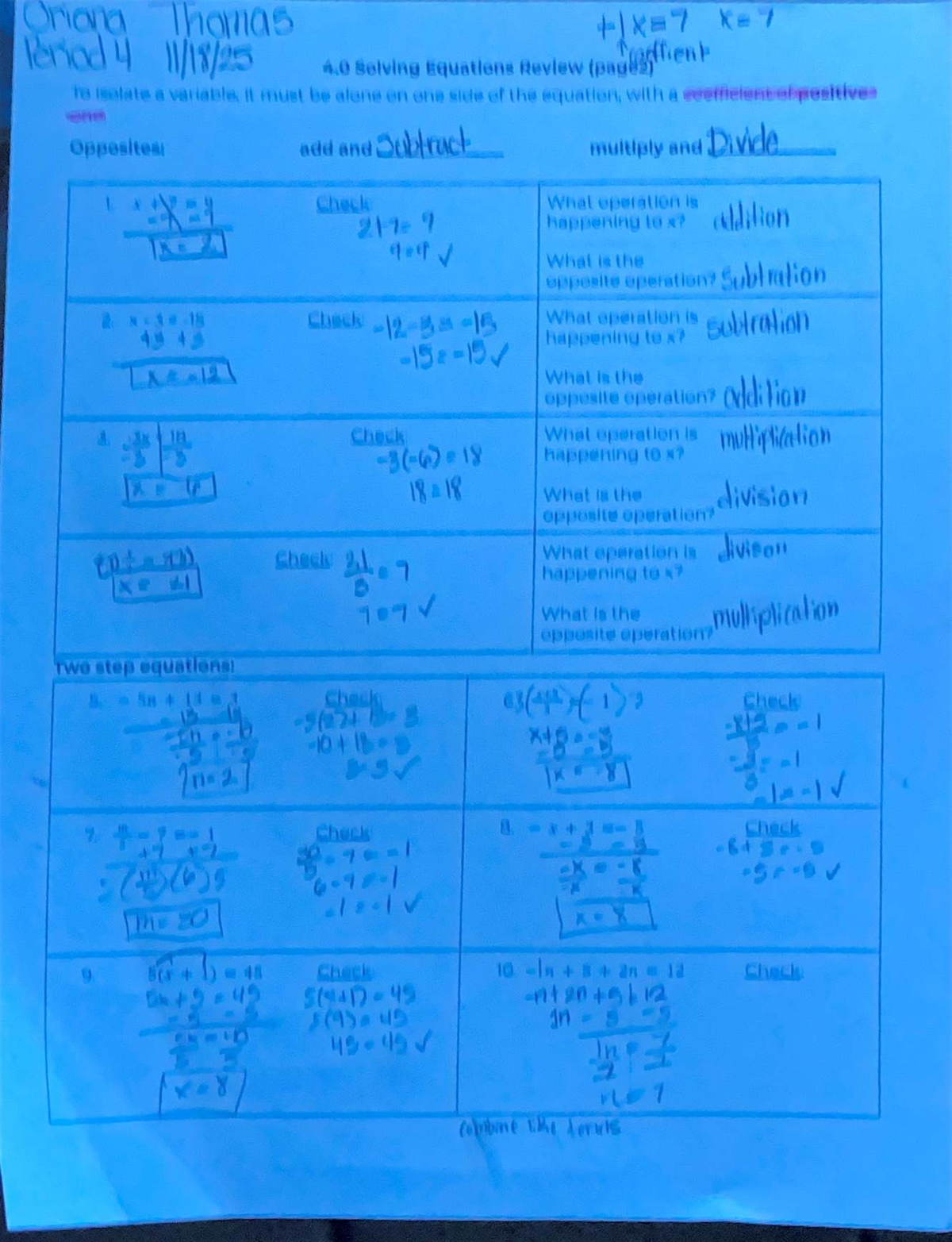 4.0 Selving Equations Review Notes for Period 4 - Studocu