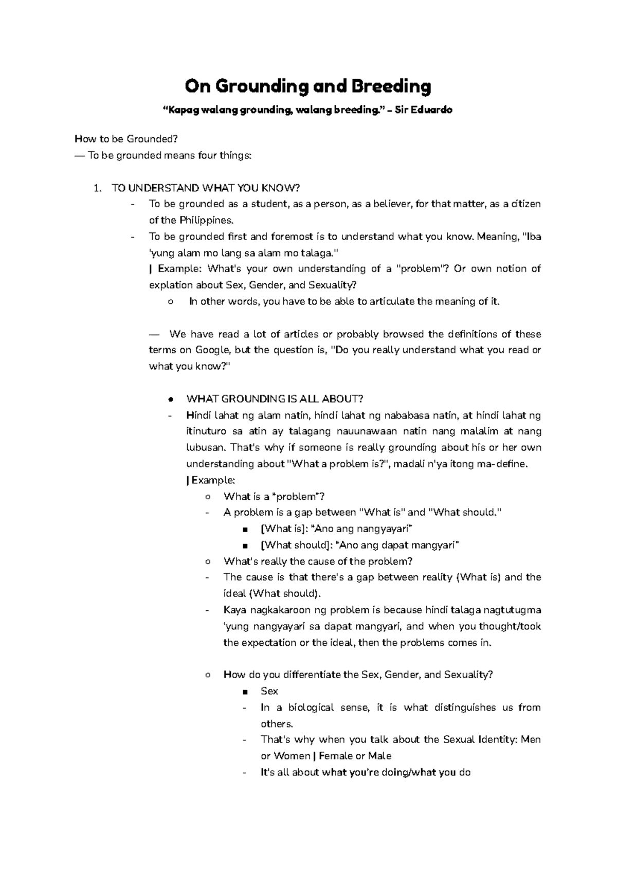D1 Grounding and Breeding: Understanding Identity, Goals, and ...