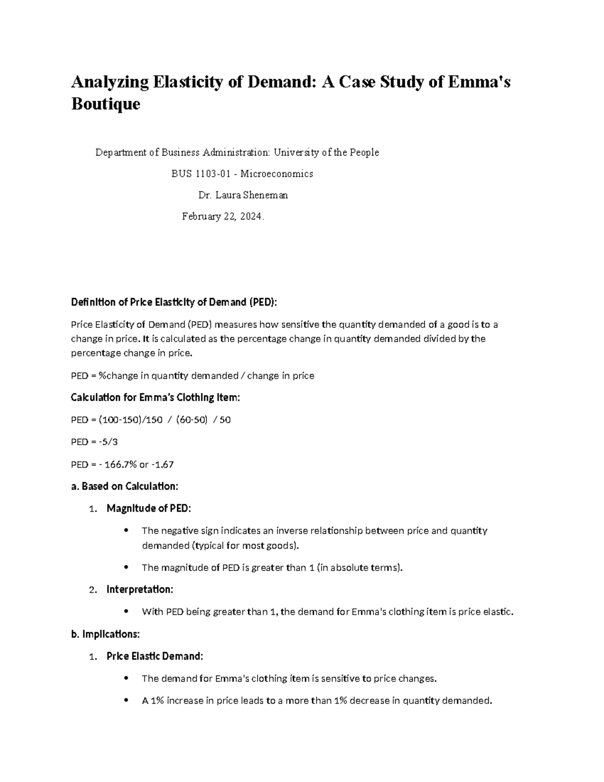 Analyzing Price Elasticity of Demand: A Case Study in BUS ...