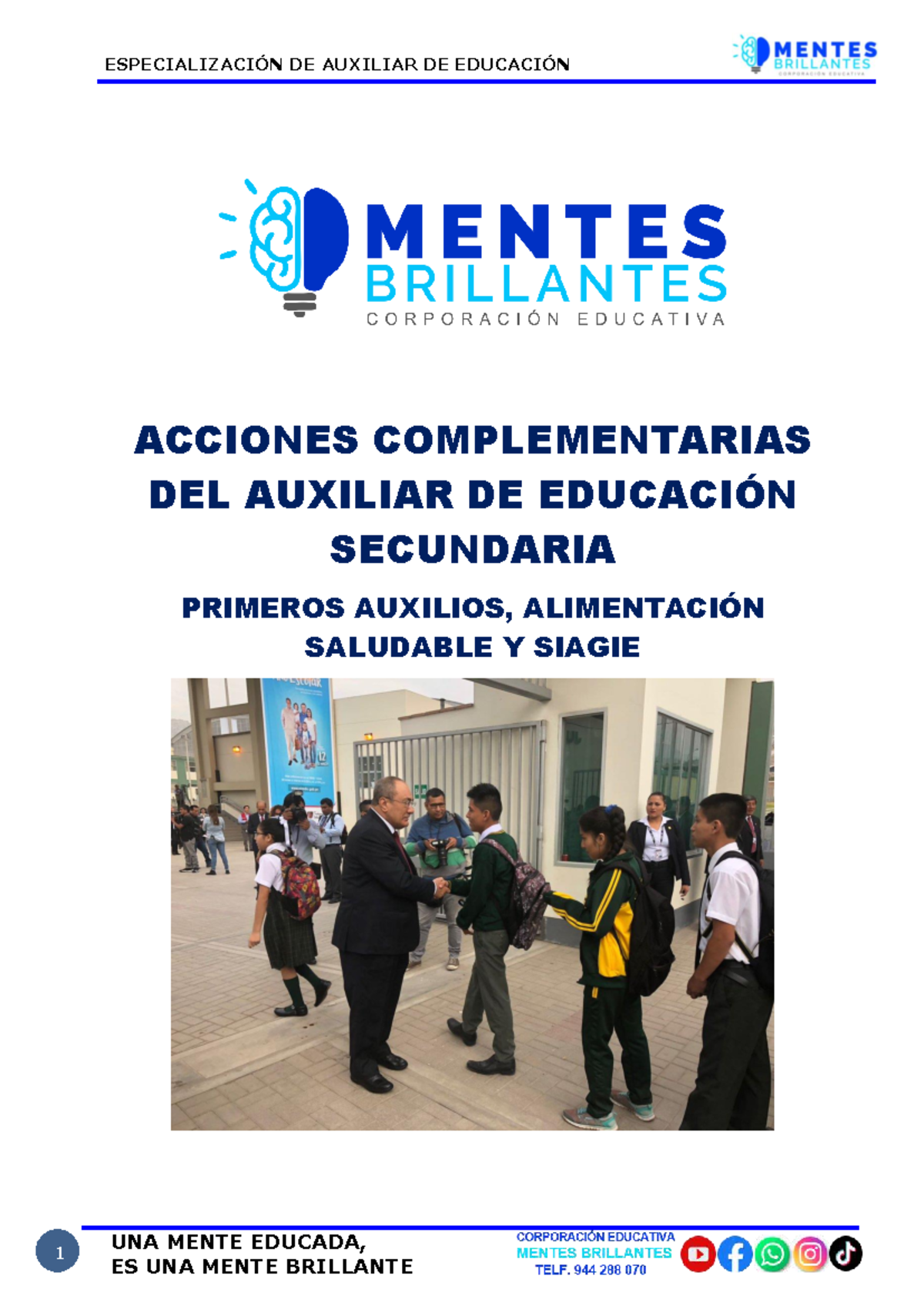 ESPECIALIZACIÓN DE AUXILIAR DE EDUCACIÓN: Acciones Complementarias y Primeros - Studocu