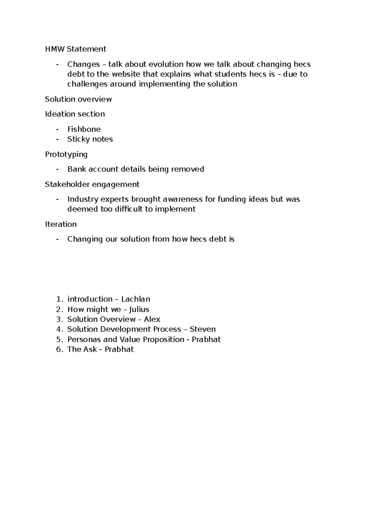 Assignment 3 notes - HMW Statement - Changes – talk about evolution how ...