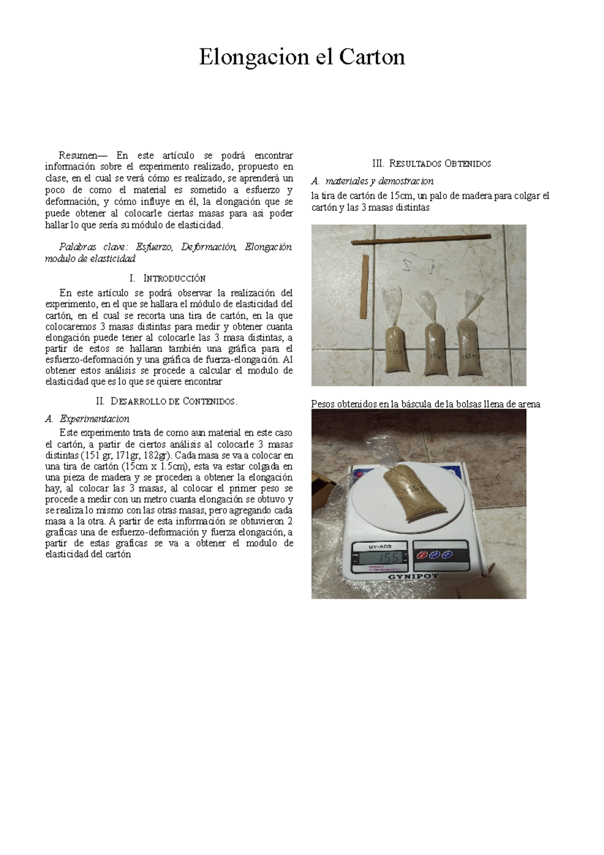 Trabajo 2 - Análisis de Elongación en Cartón y Módulo de Elasticidad ...