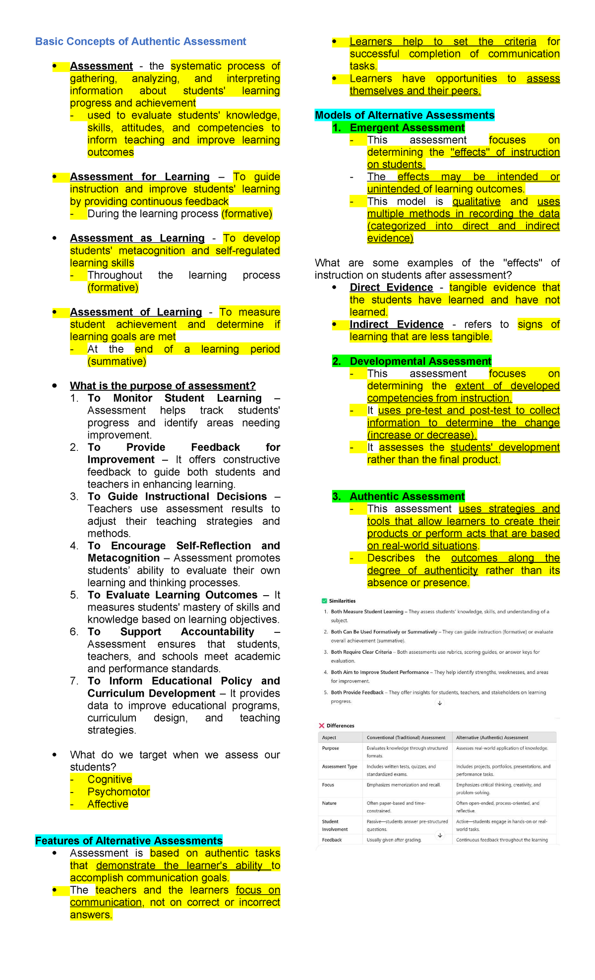 EDUC - Midterm Reviewer: Key Concepts of Authentic Assessment - Studocu