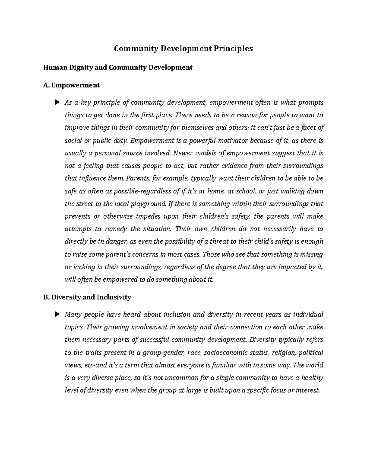 Community Development Principles NSTP CH - Community Development ...