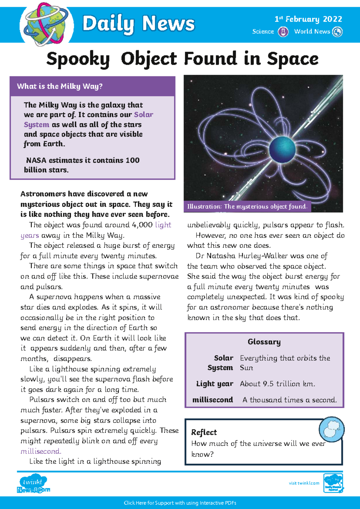 1a. Daily Article - 'Spooky' New Object Found in Space - LKS2 (7-9 ...