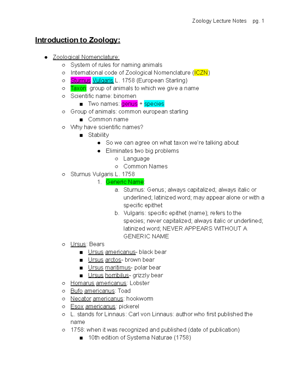 Zoology Lecture Notes: Phylum Porifera & Cnidaria Overview - Studocu