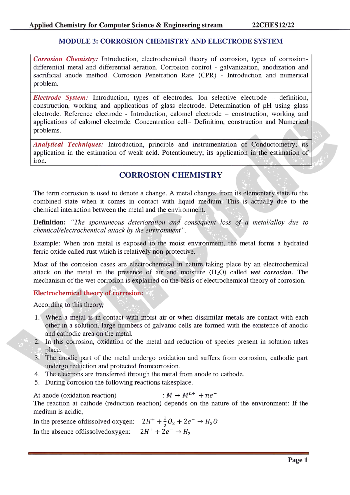 Bches 102 202-module-3-pdf - Applied Chemistry for Computer Science Engineering stream MODULE 3 ...