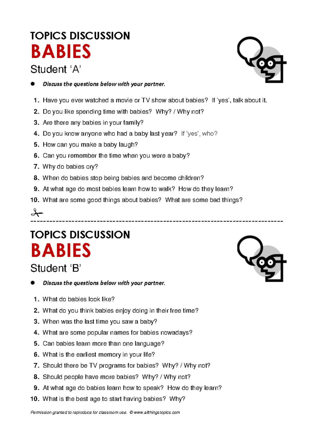 Discuss 2 babies - Shshsh - TOPICS DISCUSSION BABIES Student ‘A ...
