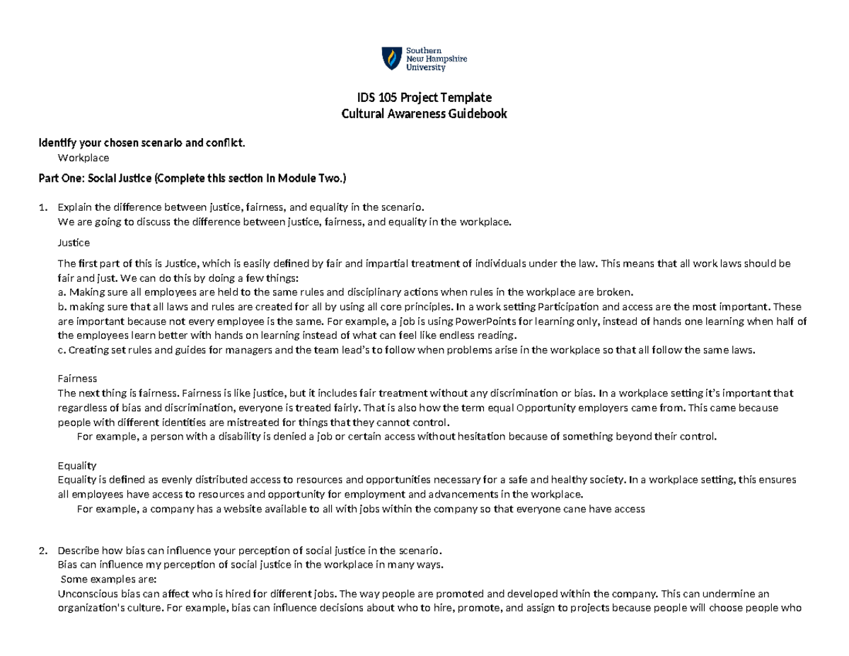 IDS 105 Project Template module 2 - IDS 105 Project Template Cultural ...