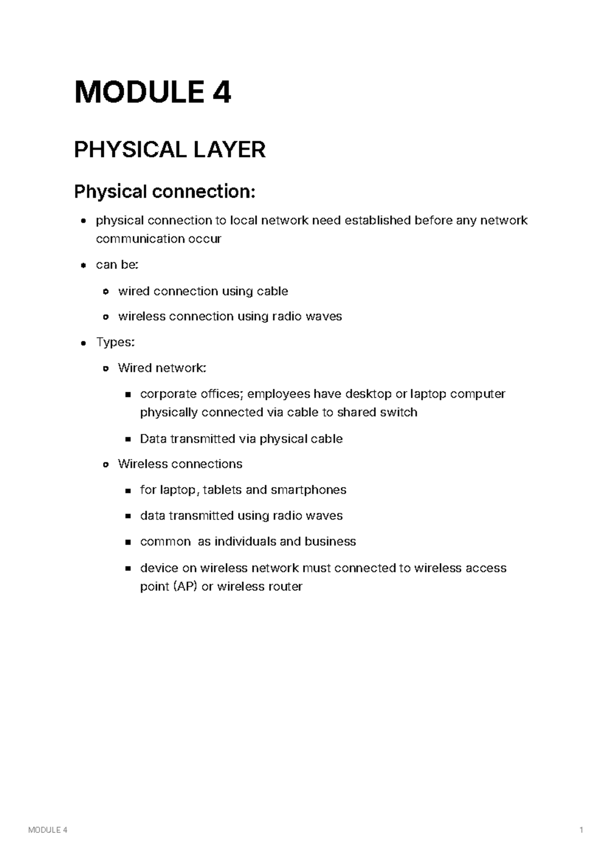 NETACAD Module 4: Understanding the Physical Layer in Networking - Studocu