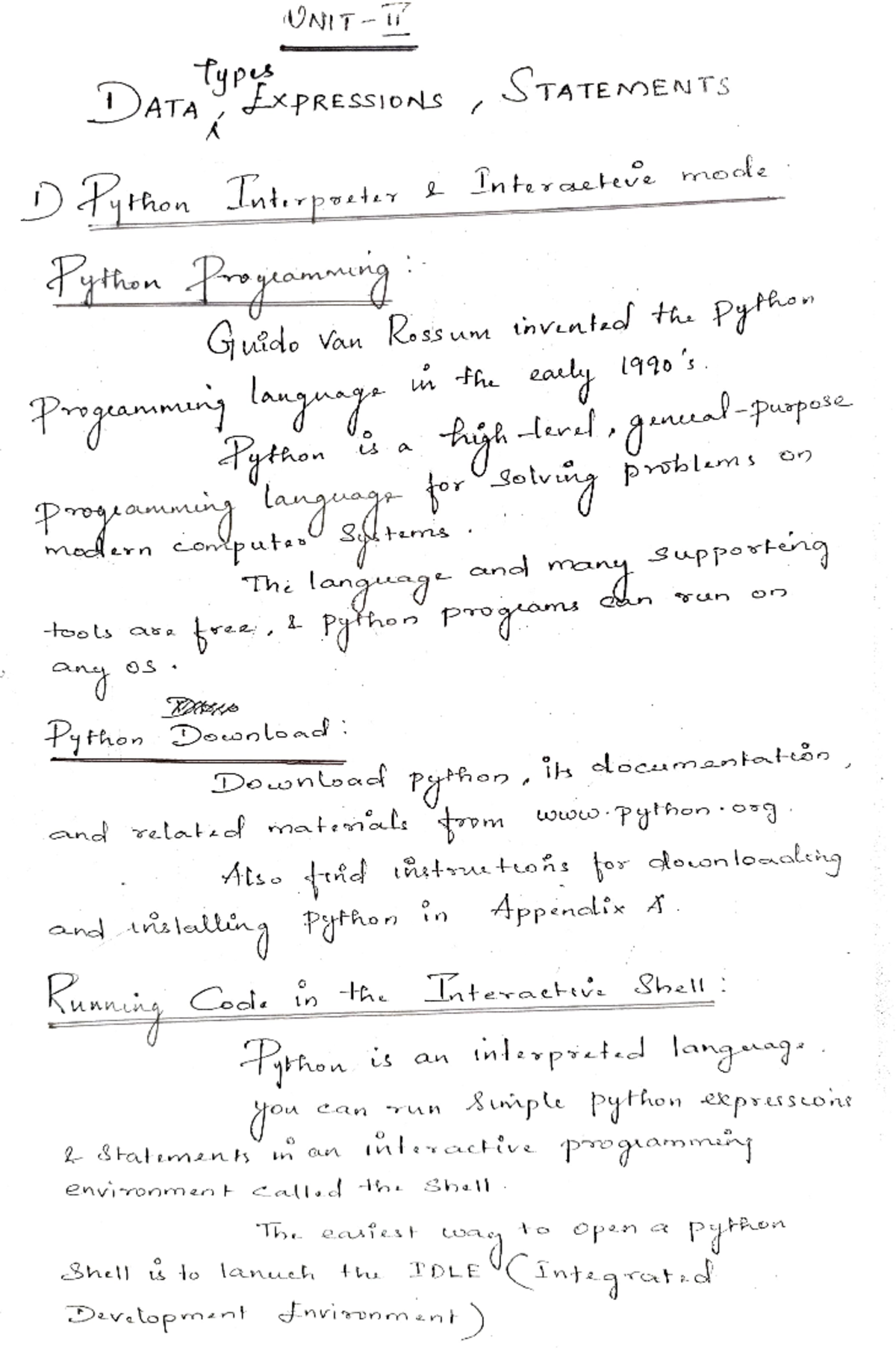 Python unit 2 part 1 - Unit 2 - DATA D thon Intrps 2 Inhrachie mode xpRESSIDNS/ Guido VoanVan ...
