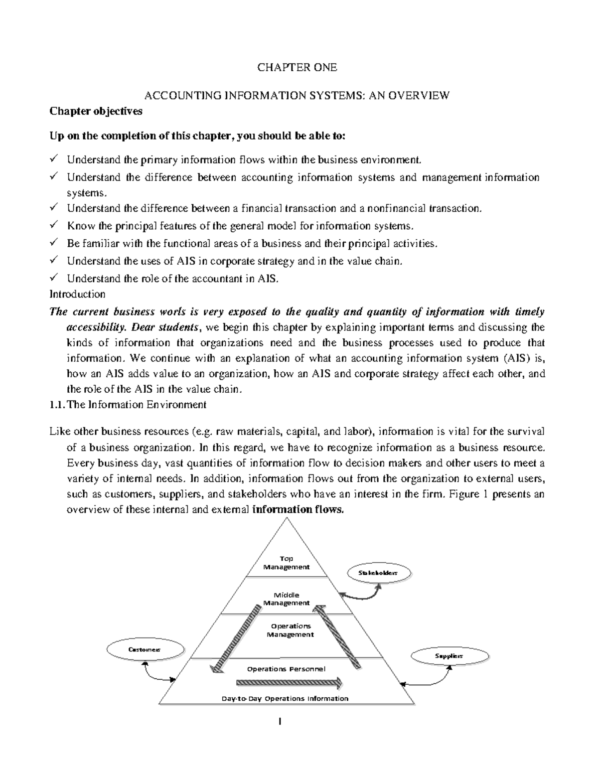 Chapter 1: Overview of Accounting Information Systems (AIS 121321 ...