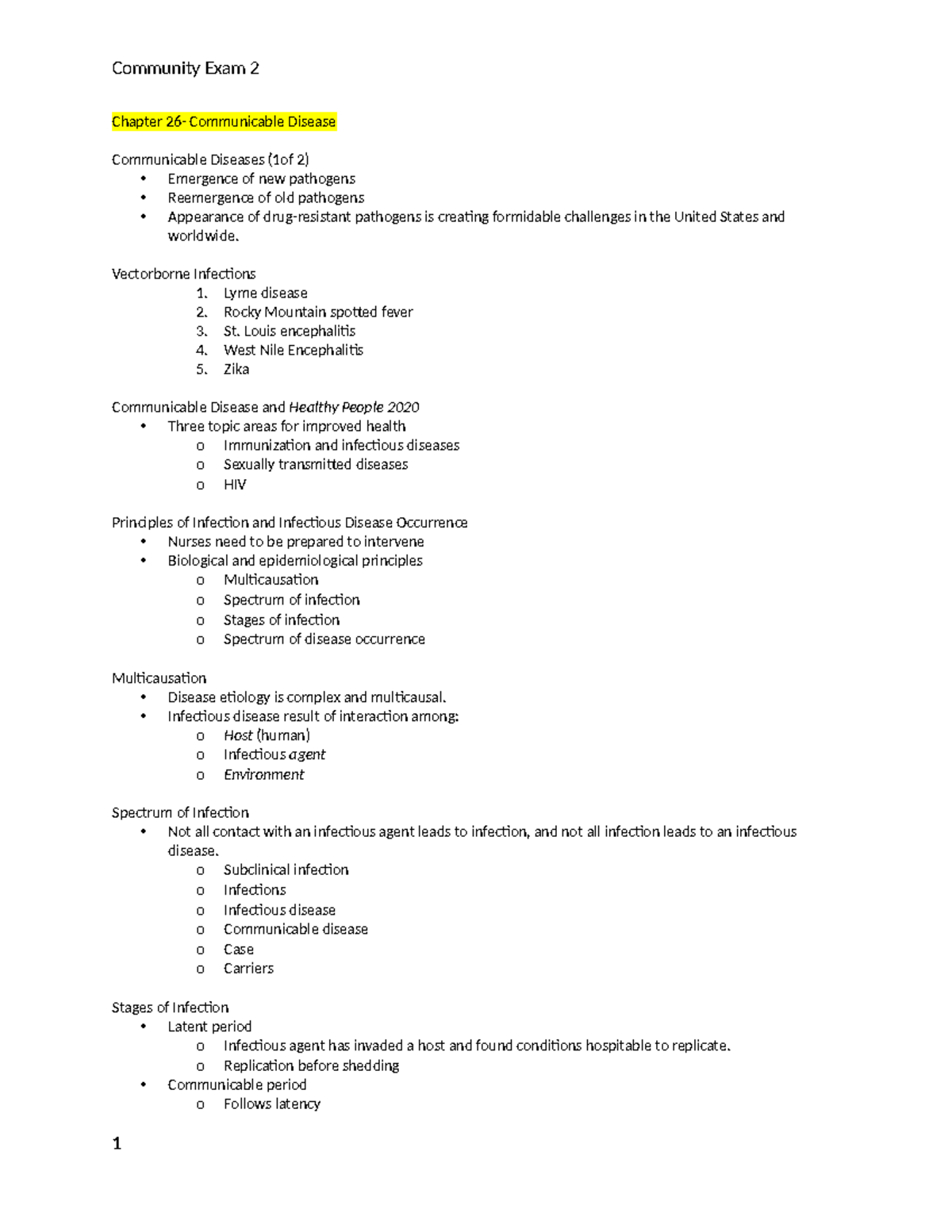 Exam 2 - d ne wd. - Chapter 26- Communicable Disease Communicable ...