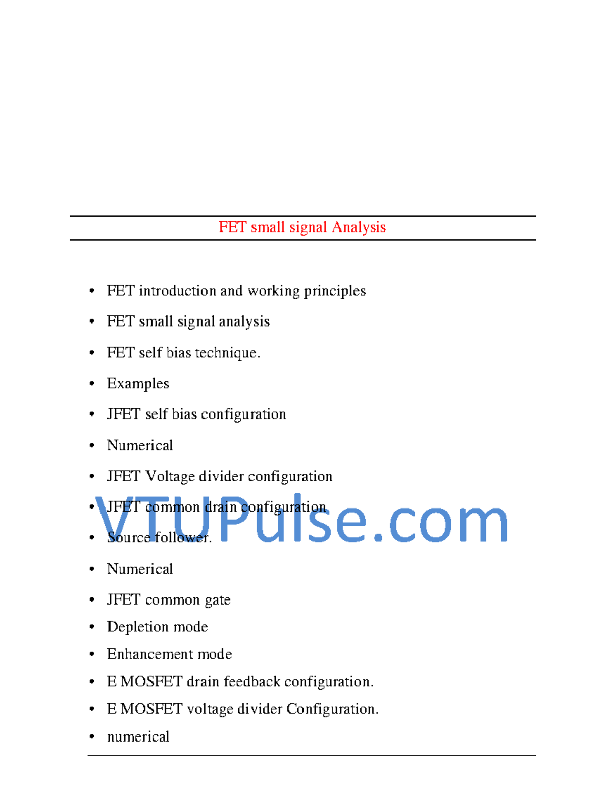Module 5 FETs - Small Signal Analysis Notes - Studocu