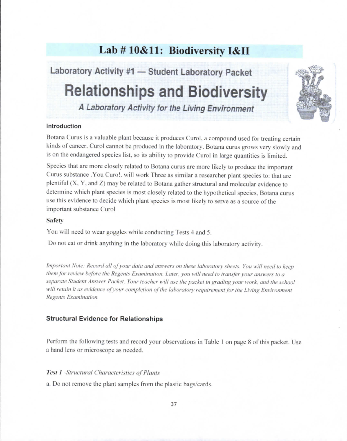 Biodiversity lab - lab - Lab Biodiversity Laboratory Activity Student ...