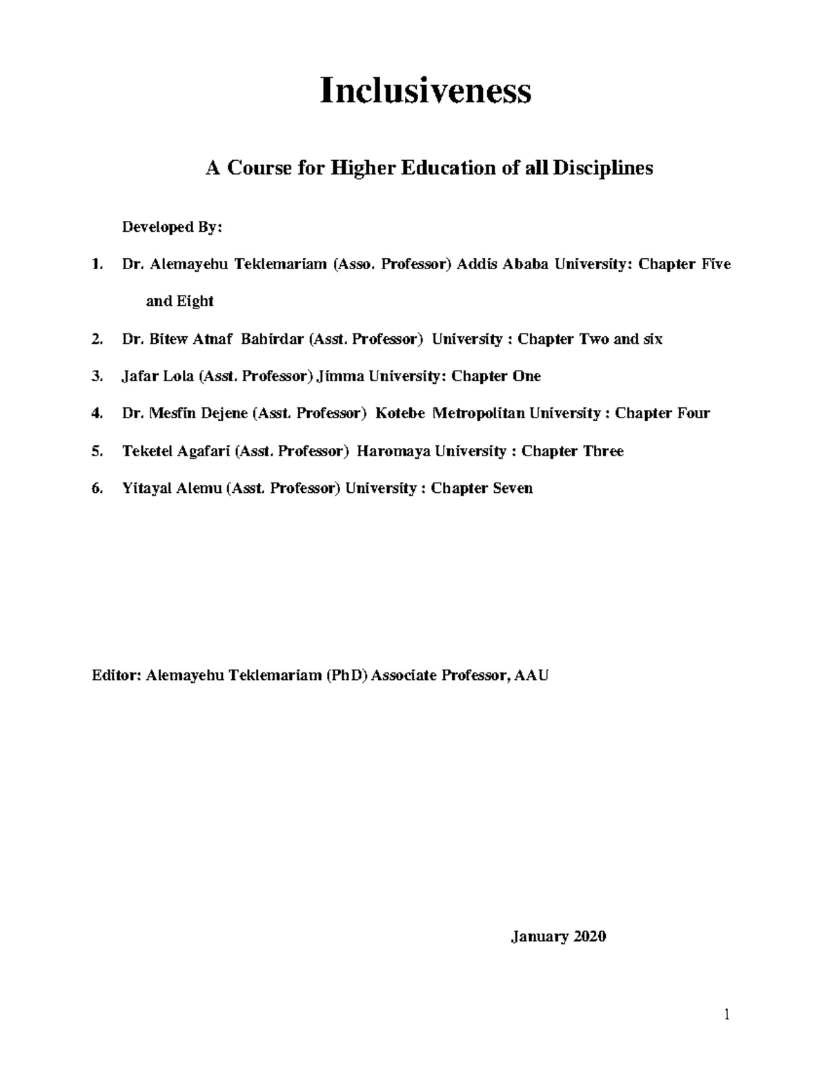 Inclusiveness Course Notes - SNIE 1012 for Freshman Students - Studocu