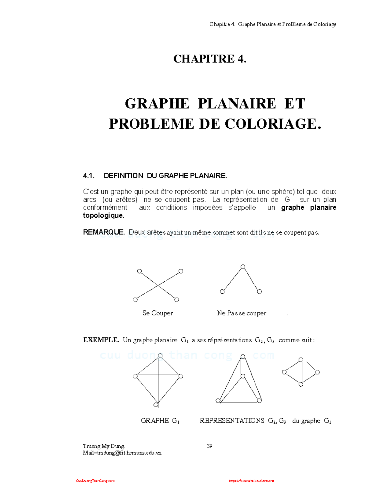 Chapitre 4 : Graphe Planaire et Problème de Coloration - TMDung - Studocu