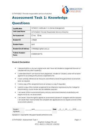 [Solved] Meaning of Delivery docket - Diploma of Hospitality Management ...