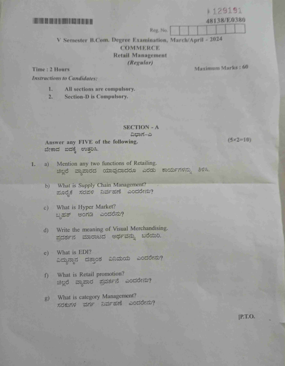 Retail Management Study Guide QP2024 (NEP) B.COM 5th Sem - Studocu