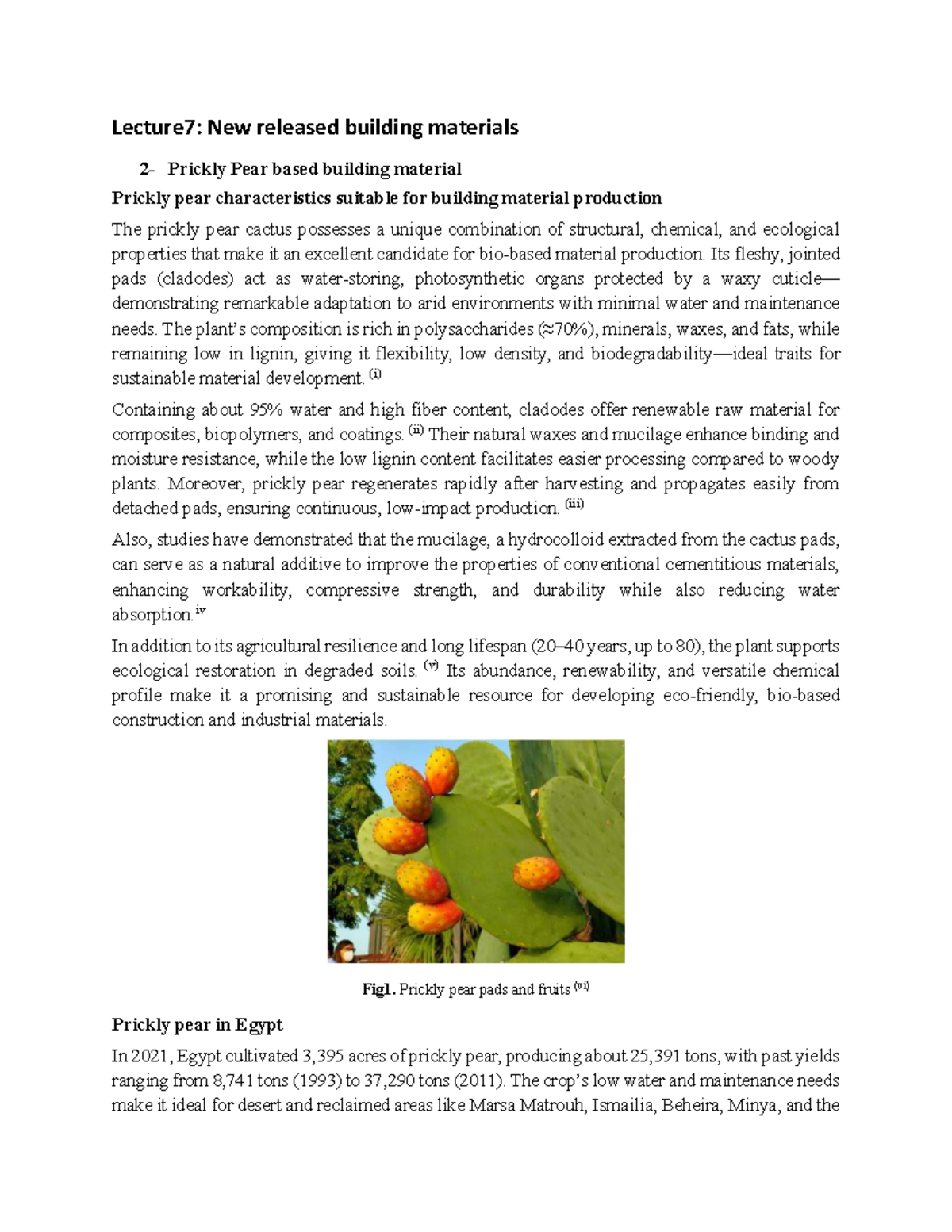 Lecture 7: Prickly Pear as Sustainable Building Material - Studocu