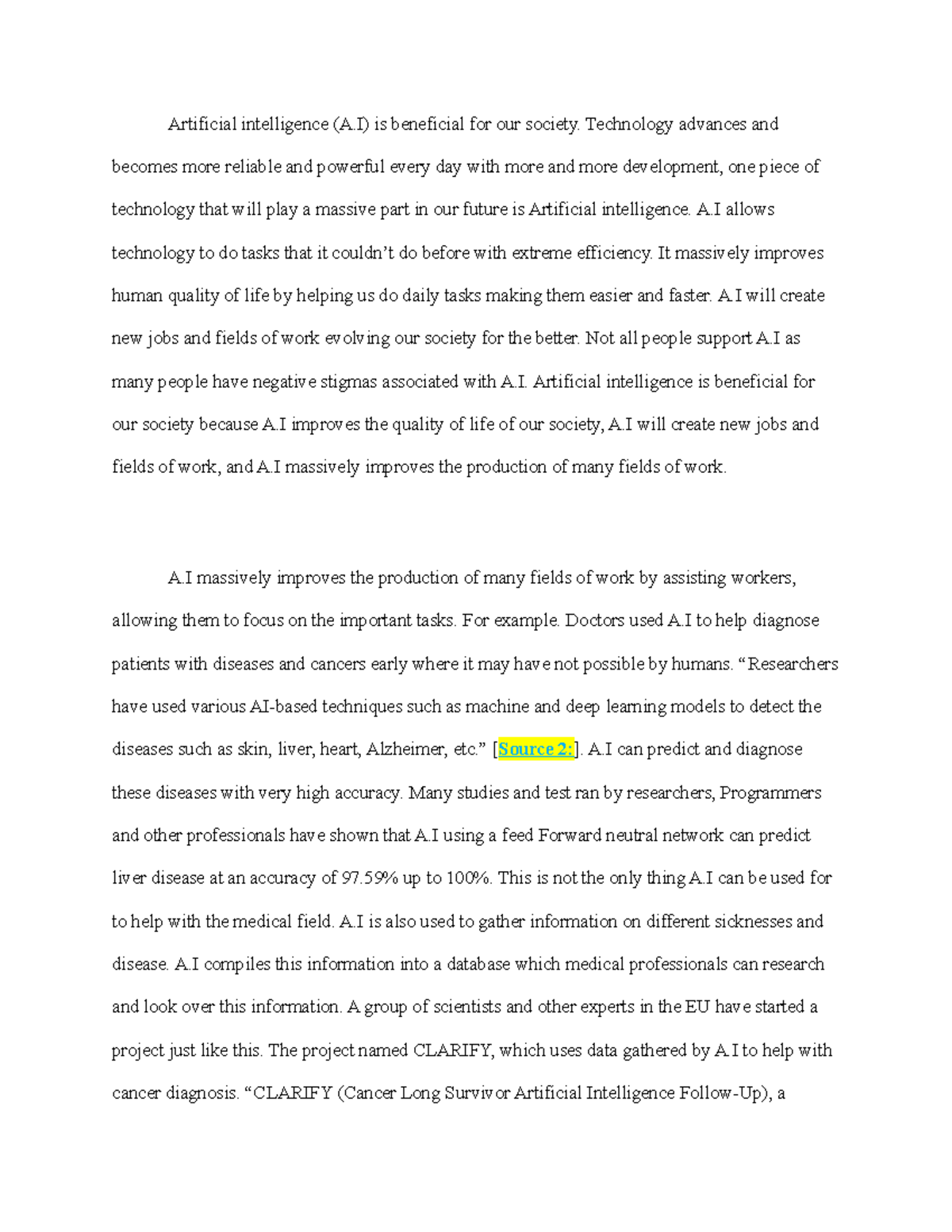 ENG-101 Persuasive Essay: The Benefits of Artificial Intelligence - Studocu