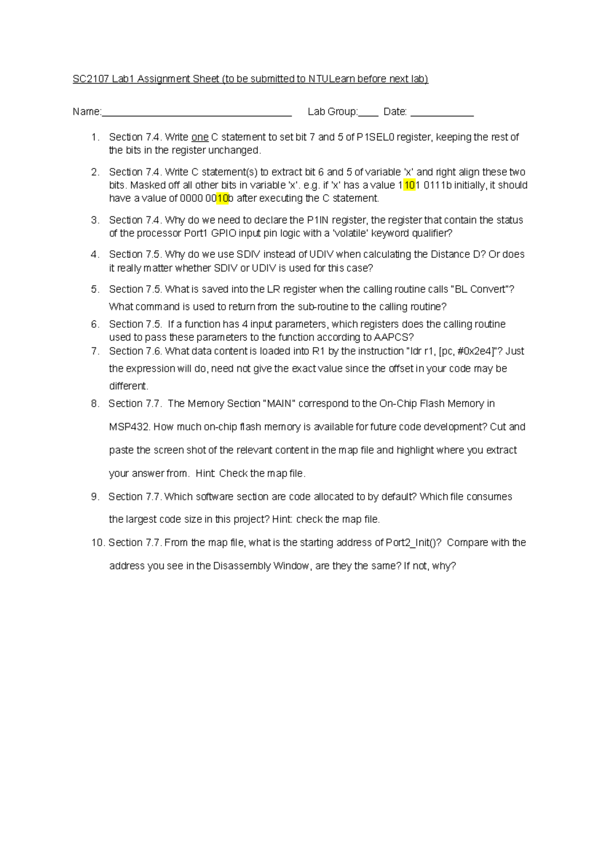 SC2107-Lab1-Assignment-Sheet-Submission-Details - Studocu
