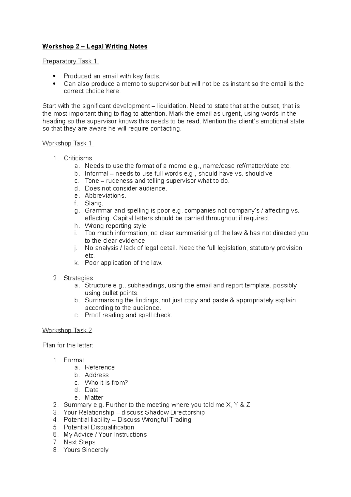 2. Legal Writing Workshop Notes - Workshop 2 – Legal Writing Notes ...